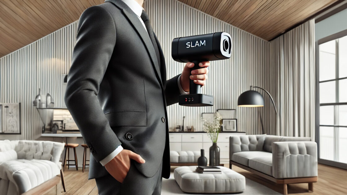Surveyor-slam-aSurveyor with slam scanner in interior of hous – Real ...